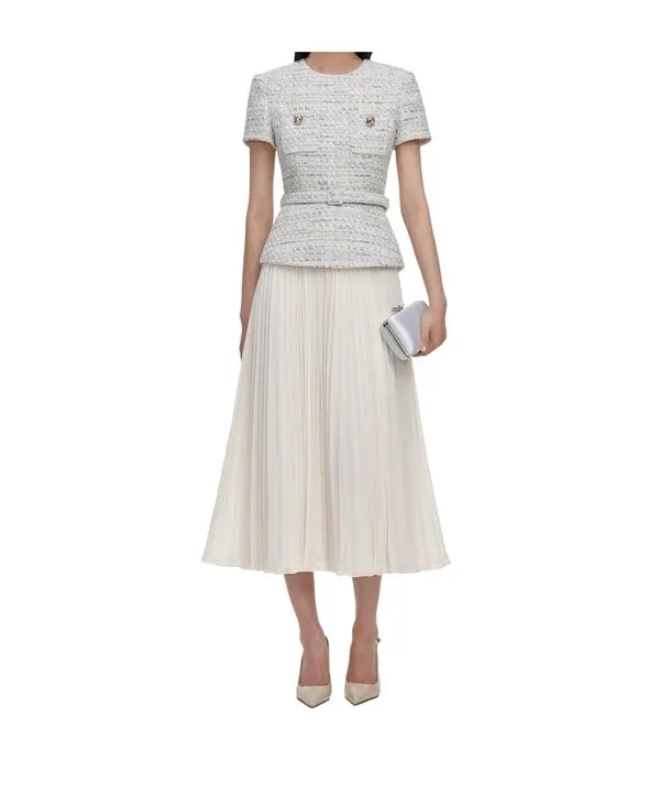 SELF-PORTRAIT Round Neck Short Sleeve Dress