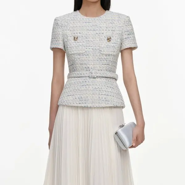 SELF-PORTRAIT Round Neck Short Sleeve Dress