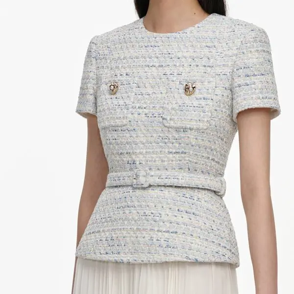 SELF-PORTRAIT Round Neck Short Sleeve Dress