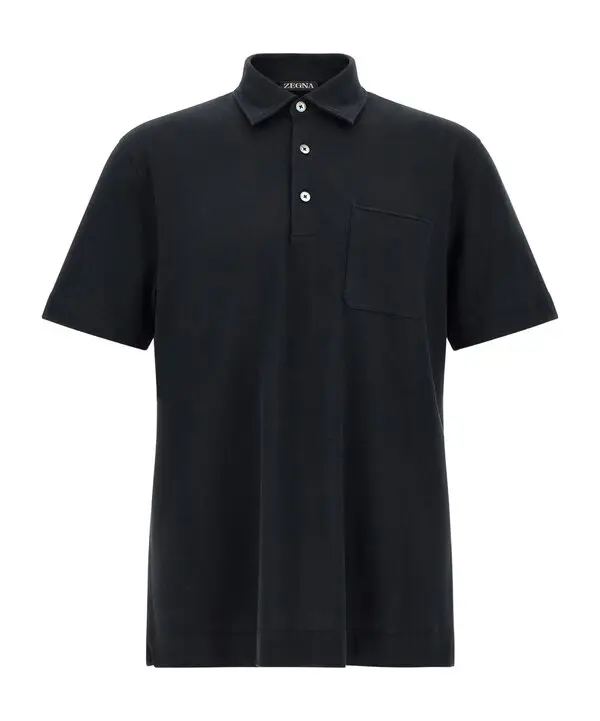 Zegna Chest Pocket Short-sleeved Polo Shirt - Blue