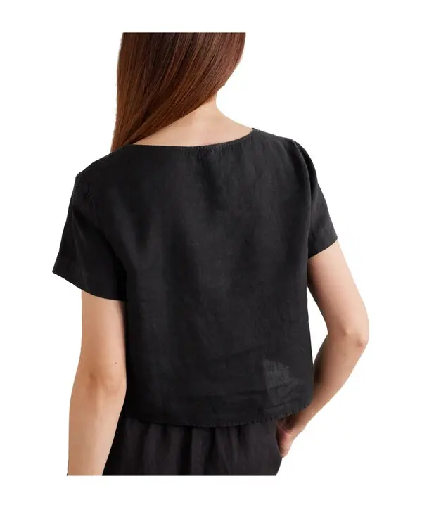 JAMES PERSE Cropped Linen-canvas T-shirt