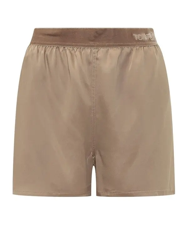 TOM FORD Logo Waistband Shorts - Beige