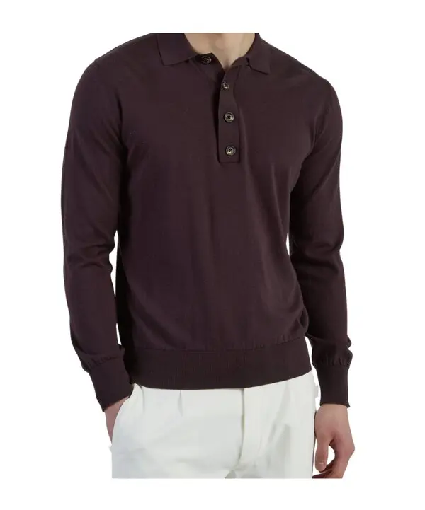 Eleventy Long-sleeved Knitted Polo Shirt