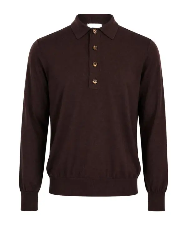 Eleventy Long-sleeve Polo Knitted Top - White