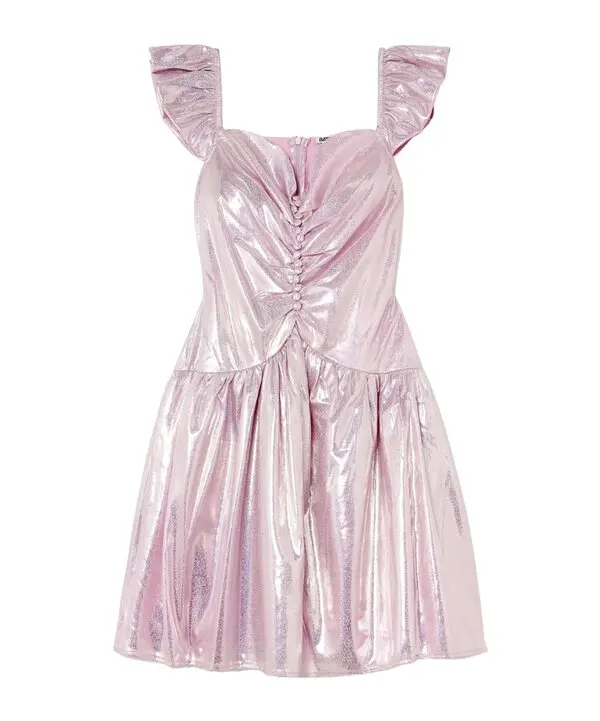 Batsheva Ruched Lamé Mini Dress