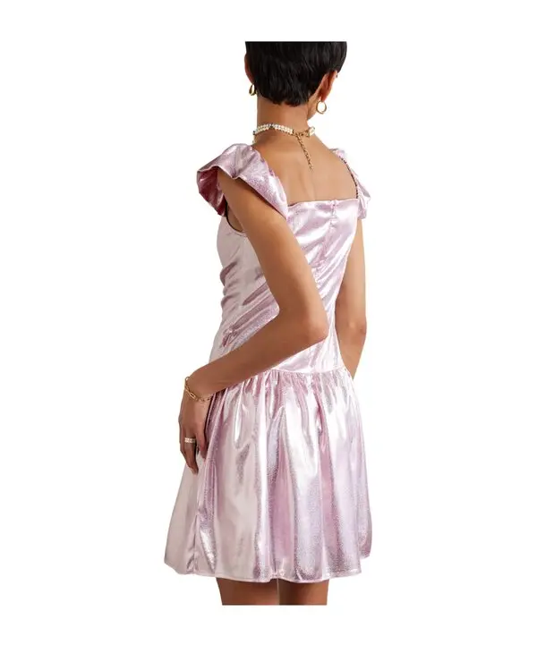 Batsheva Ruched Lamé Mini Dress