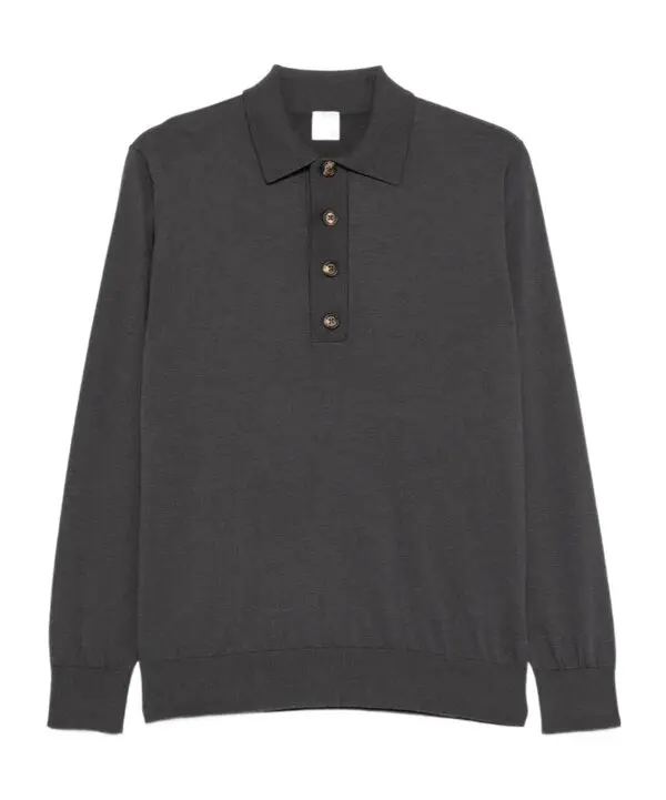 Eleventy Long-sleeve Knit Polo Shirt