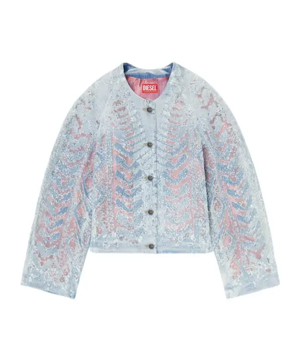 DIESEL® Jacket In Microstone Devoré Denim