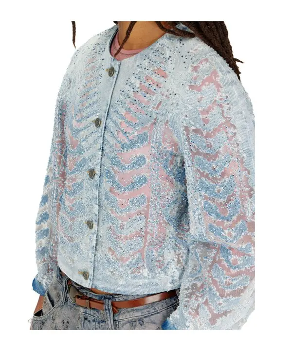 DIESEL® Jacket In Microstone Devoré Denim