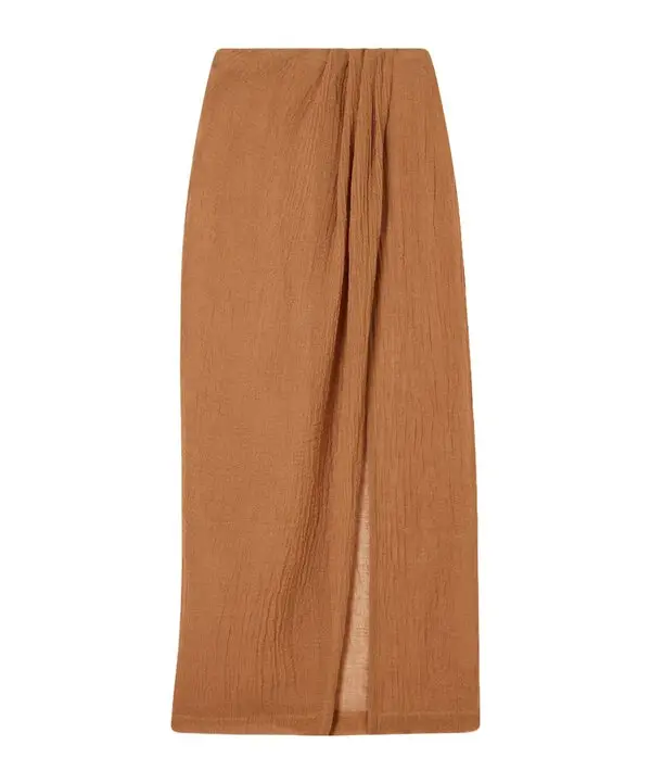 Lisa Marie Fernandez Pleated Crinkled Linen-blend Gauze Pareo - No