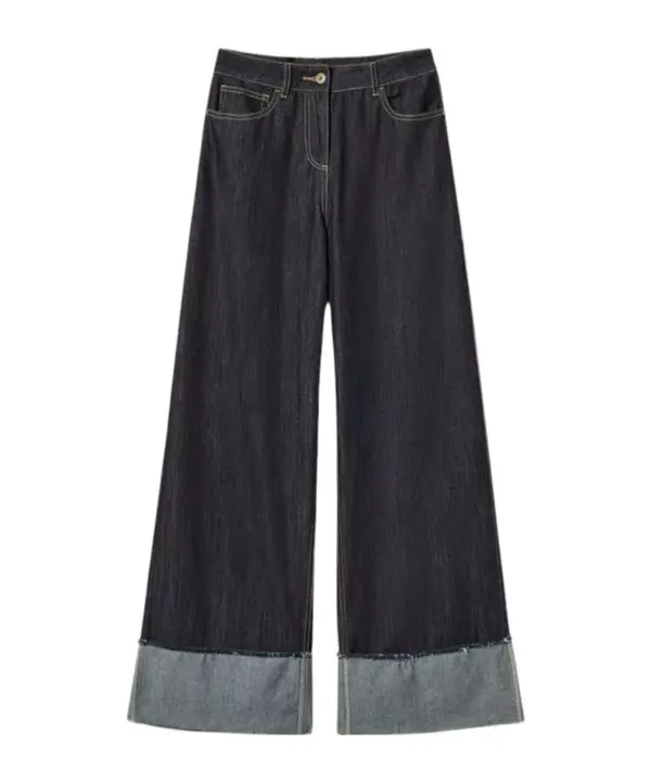 TWINSET Flared Jeans With Folded Hem - Blue