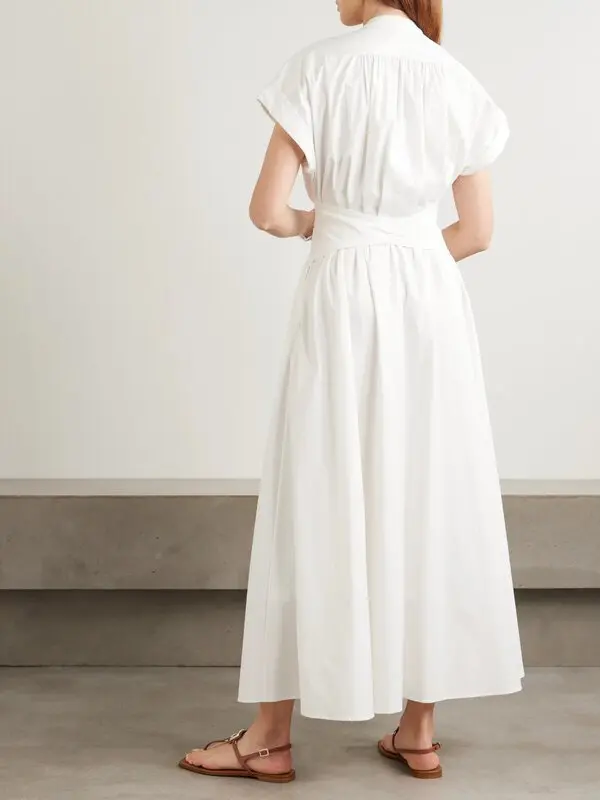 Saloni Belted Cotton-blend Midi Dress