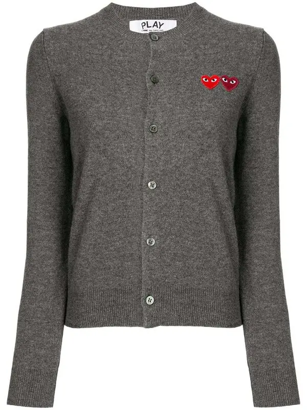 Play Comme Des Garcon Embroidery Love Decal Cardigan