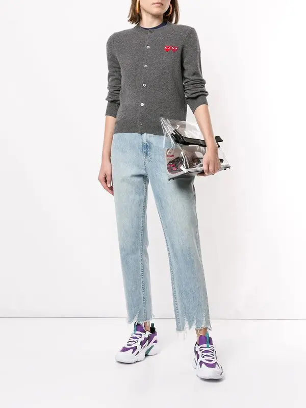 Play Comme Des Garcon Embroidery Love Decal Cardigan