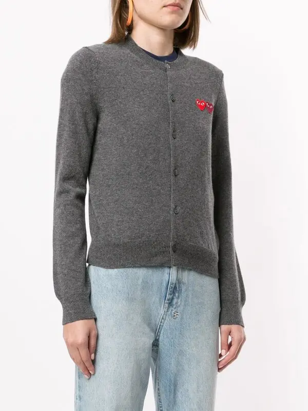 Play Comme Des Garcon Embroidery Love Decal Cardigan