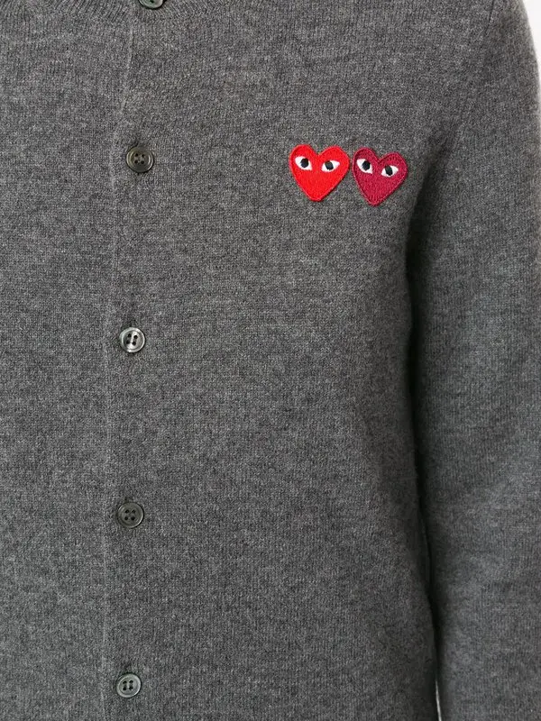 Play Comme Des Garcon Embroidery Love Decal Cardigan