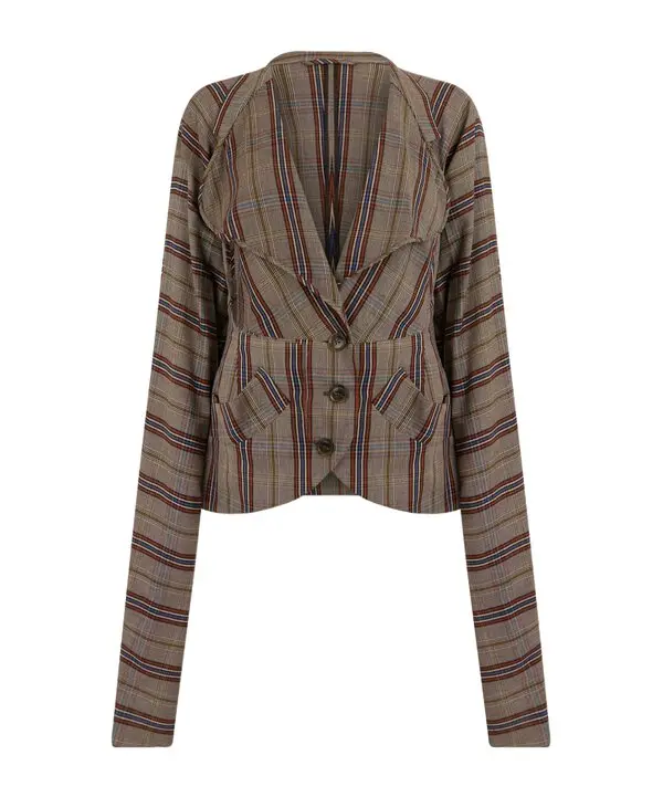 VIVIENNE WESTWOOD Cropped Checkered Blazer - Brown