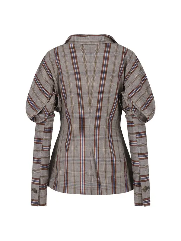 VIVIENNE WESTWOOD Cropped Checkered Blazer - Brown