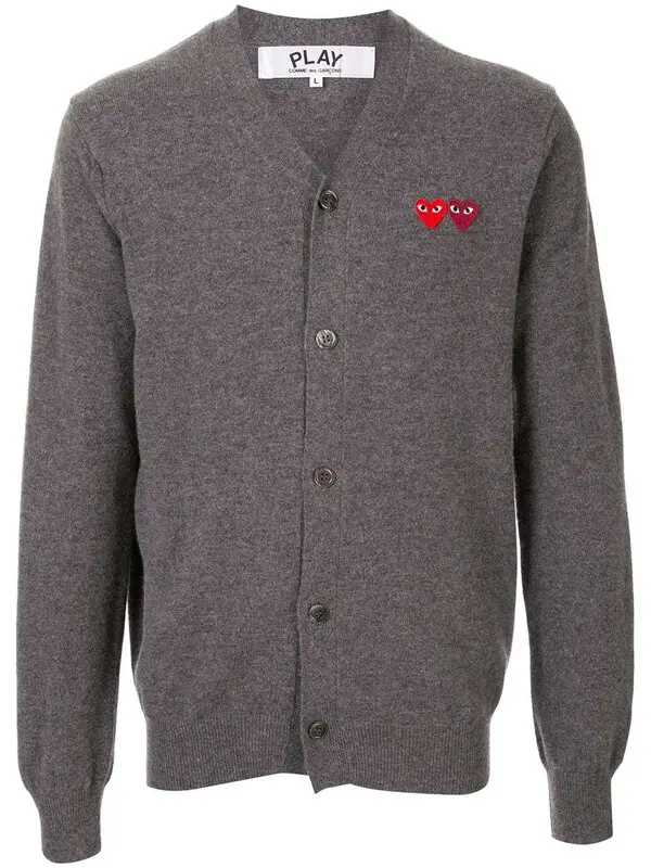 Play Comme Des Garcon Embroidered Logo Cardigan