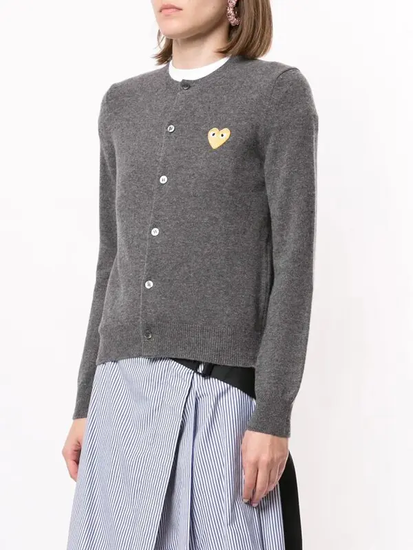 Play Comme Des Garcon Logo-patch Knitted Cardigan