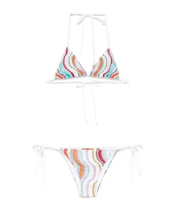 Missoni Lamé Wave Triangle Bikini - White