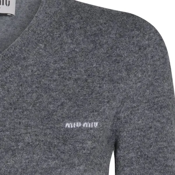 Miu Miu V-neck Wool Cardigan - Slate Grey