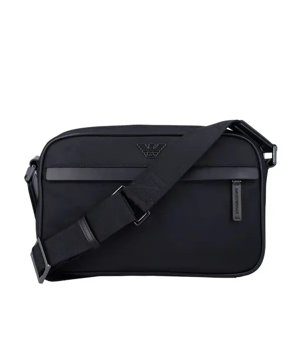 Emporio Armani Logo Plaque Shoulder Bag - Black