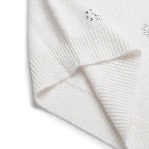 Max Mara Cashmere Long-sleeved Sweater With Embellished Lettering - White