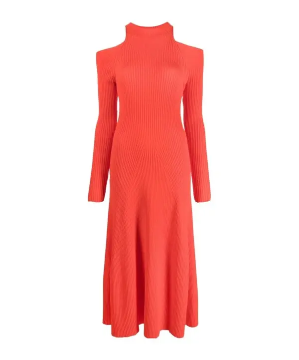 A.W.A.K.E. Mode Ribbed-knit Cut-out Dress