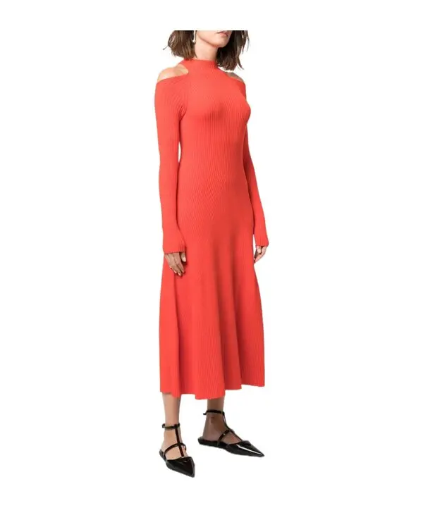 A.W.A.K.E. Mode Ribbed-knit Cut-out Dress