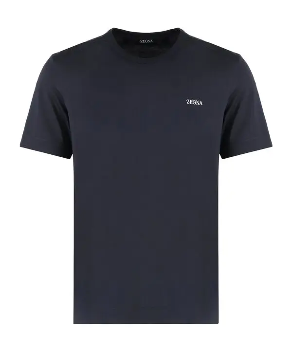 Zegna Logo Embroidered Crewneck T-shirt