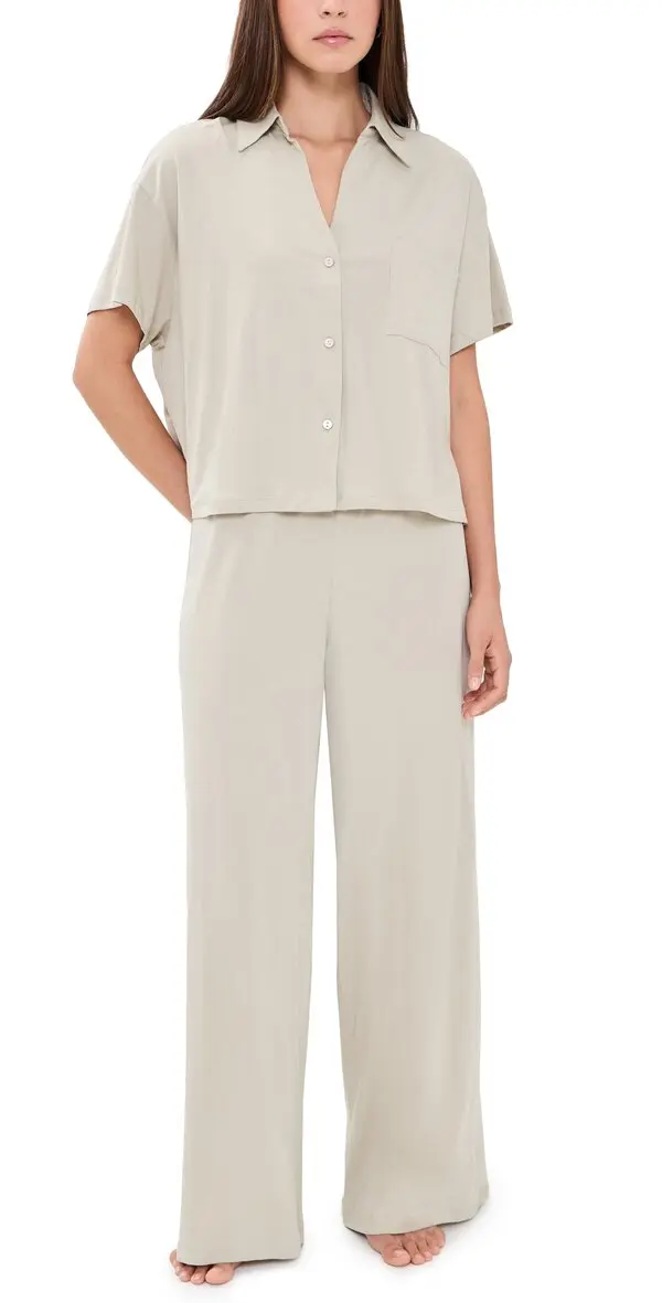 Eberjey Pima Cotton Pajama Set - Sandstone