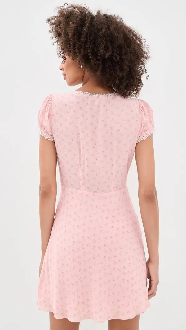 LoveShackFancy Yasmin Mini Dress With Pintuck Accents And Scalloped Lace Trim