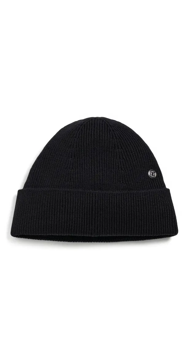 Acne Studios Krivi Ribbed Knit Beanie With Silver-tone Logo Button - Black
