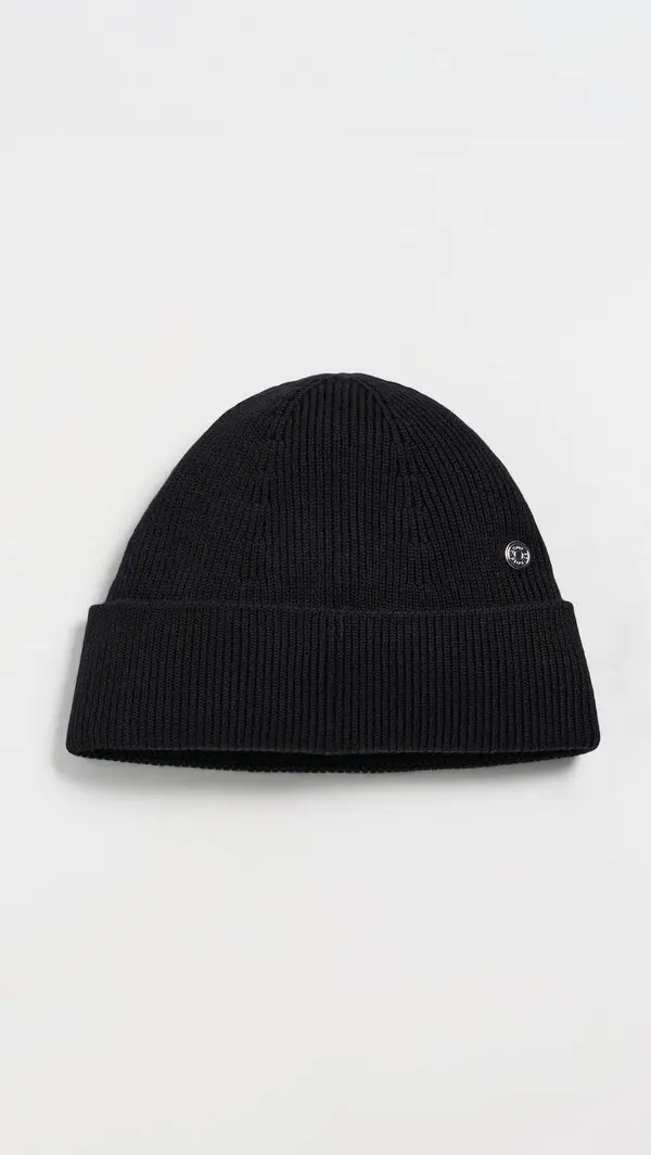 Acne Studios Krivi Ribbed Knit Beanie With Silver-tone Logo Button - Black