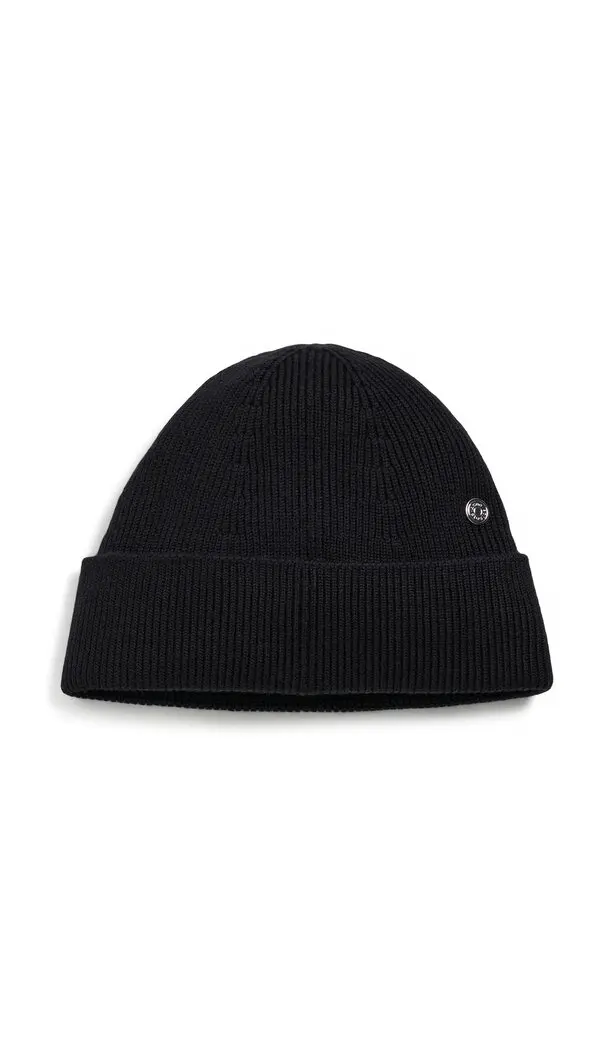 Acne Studios Krivi Ribbed Knit Beanie With Silver-tone Logo Button - Black