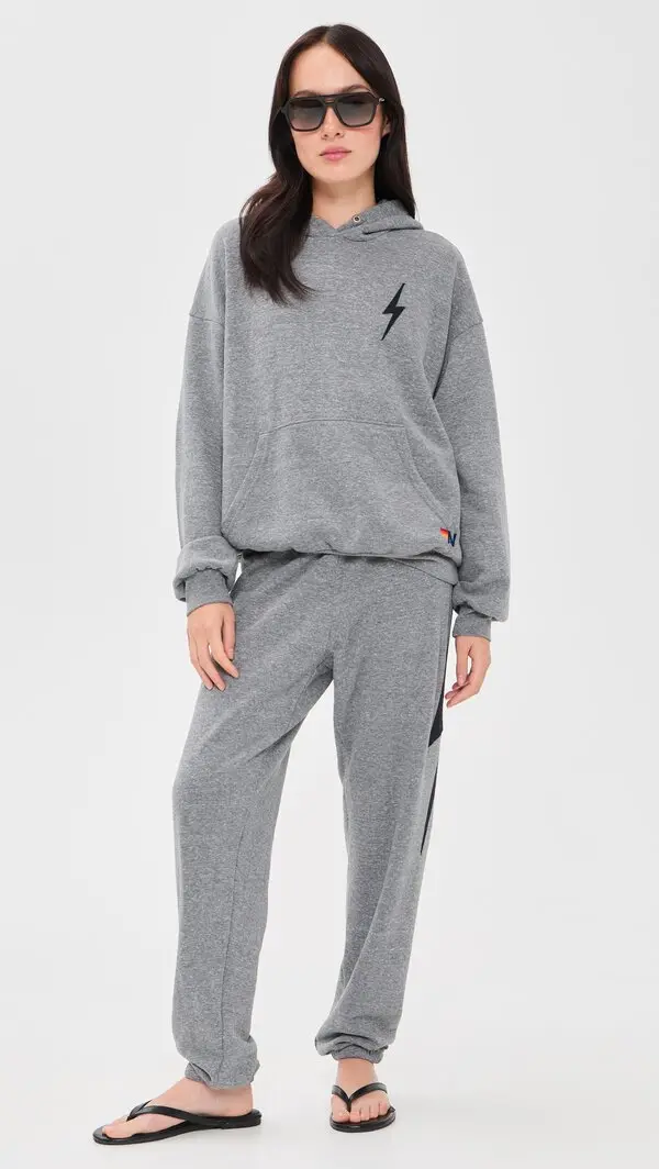 Aviator Nation Bolt Stitch Pullover Hoodie - Heather Grey