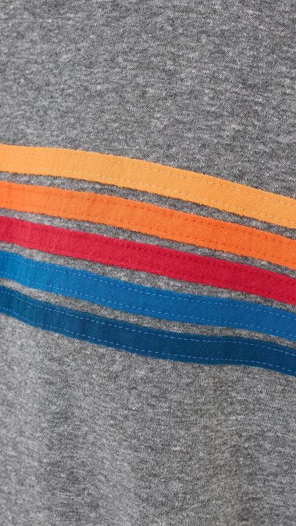 Aviator Nation 5 Stripe Relaxed Crew Sweatshirt - Heather Grey