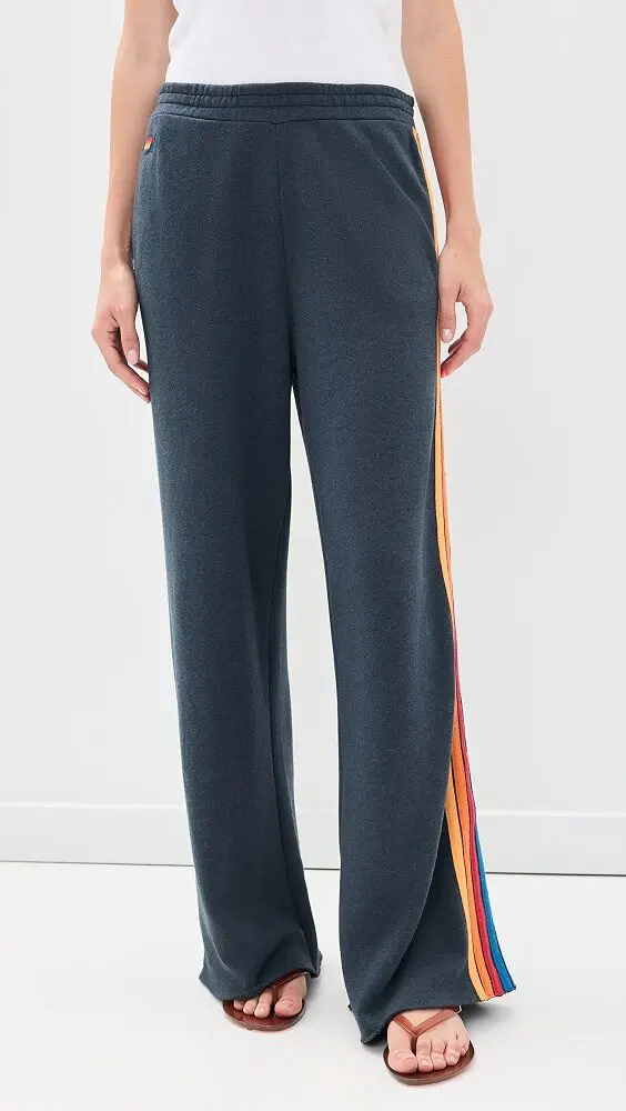Aviator Nation 5 Stripe Wide Leg Sweatpants