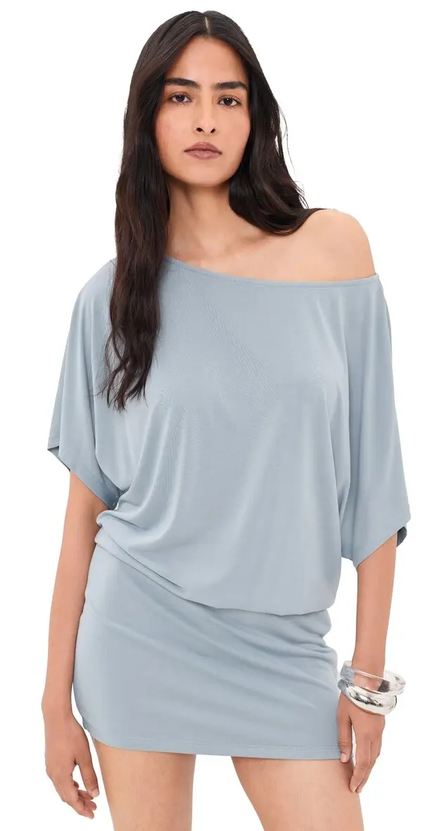 NIA Bruna Off-shoulder Jersey Dress - Slate