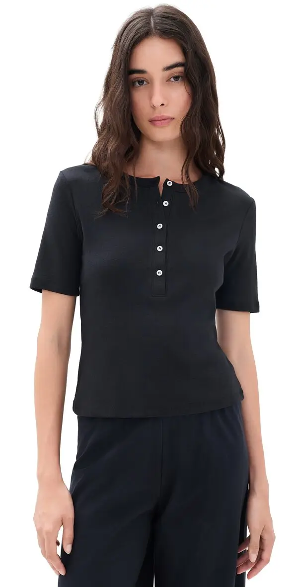 LESET Nando Henley Tee - Black