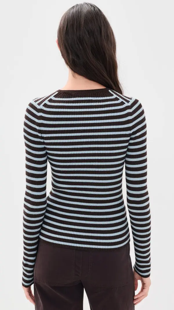 LA LIGNE Striped Fitted Crew Neck Sweater