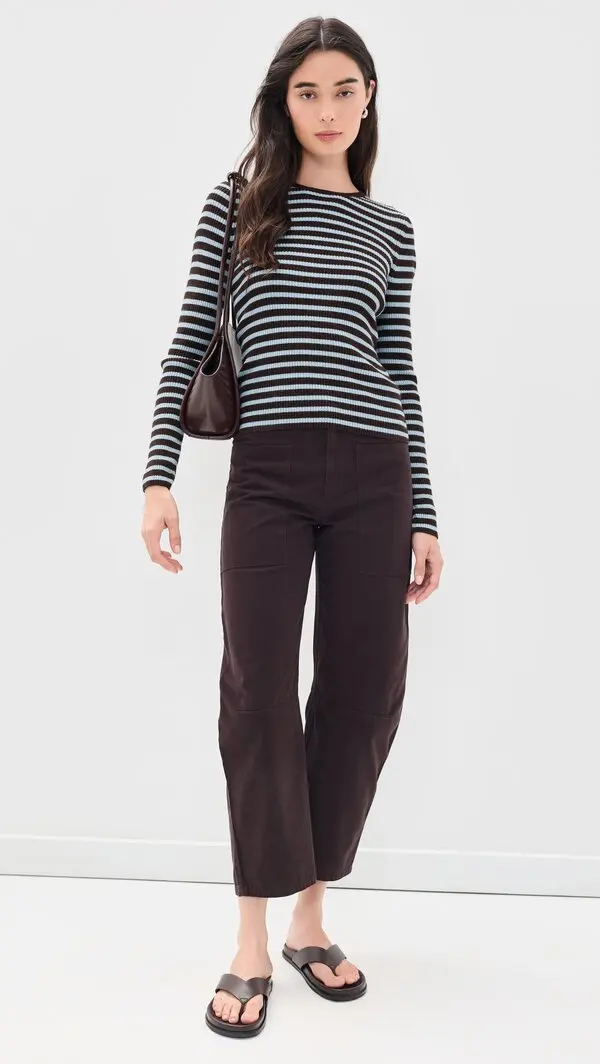 LA LIGNE Striped Fitted Crew Neck Sweater