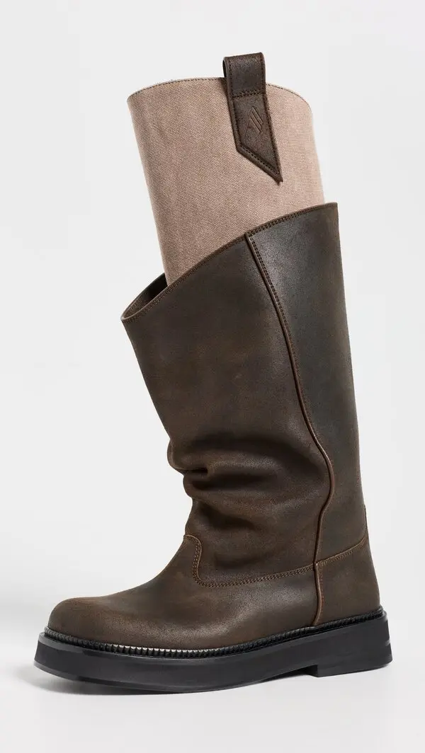 Attico Robin Passeggiata Leather Combat Boots - Taupe