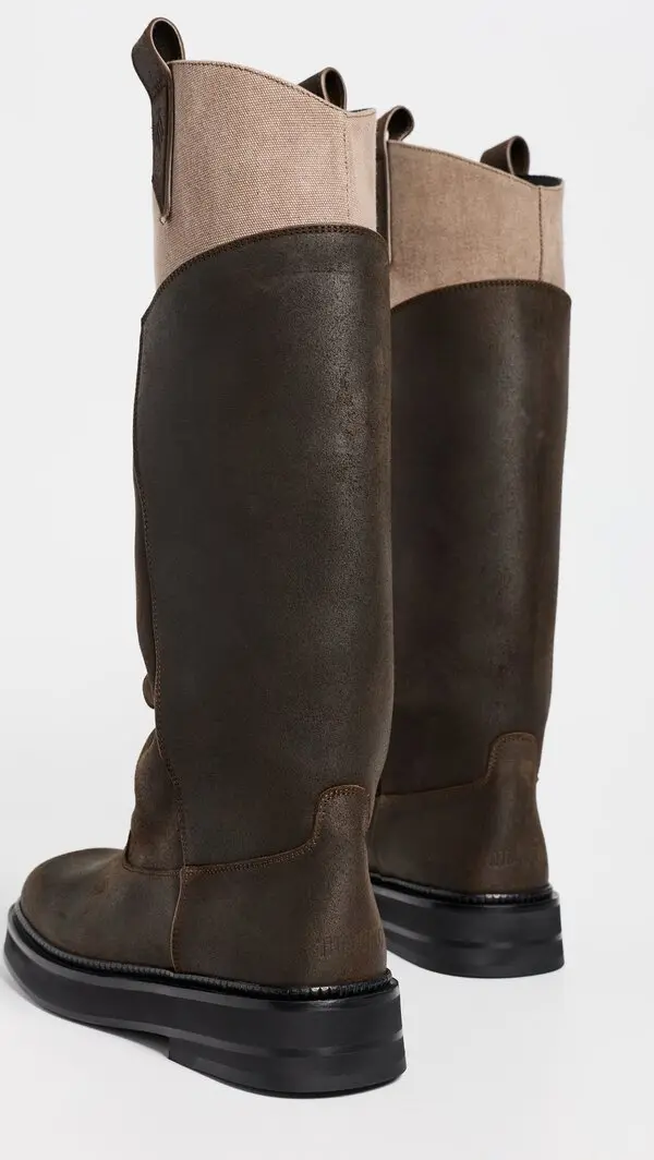 Attico Robin Passeggiata Leather Combat Boots - Taupe