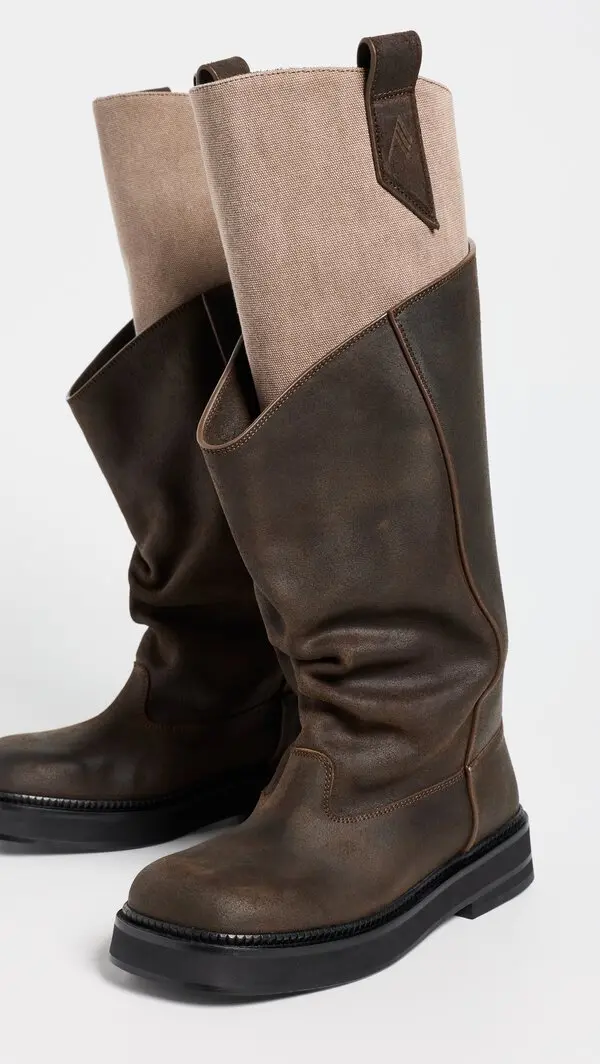 Attico Robin Passeggiata Leather Combat Boots - Taupe
