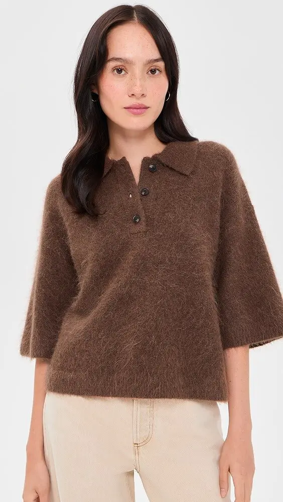 PISTOLA Nadya Alpaca Blend Boxy Polo Sweater