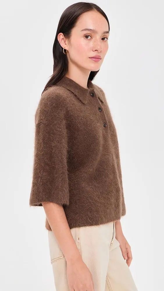 PISTOLA Nadya Alpaca Blend Boxy Polo Sweater