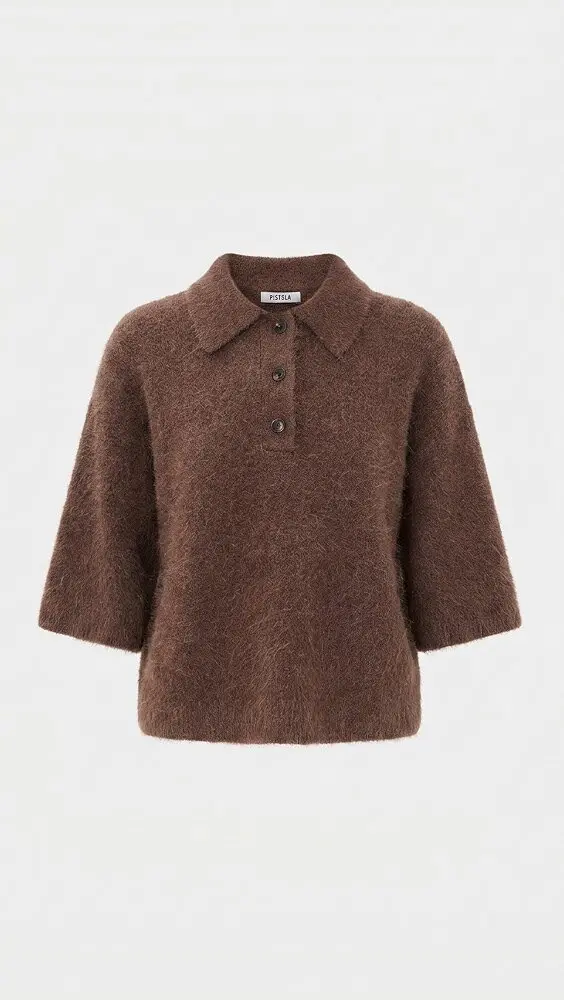 PISTOLA Nadya Alpaca Blend Boxy Polo Sweater
