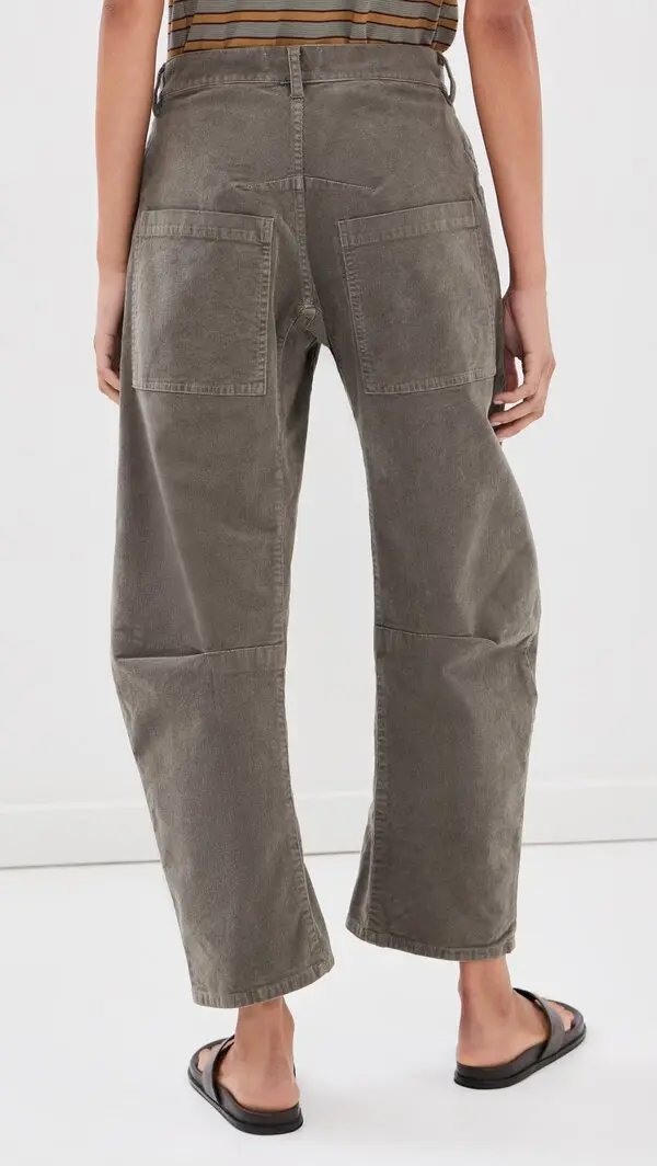 NILI LOTAN Shon Barrel Pants In Corduroy - Sage Grey